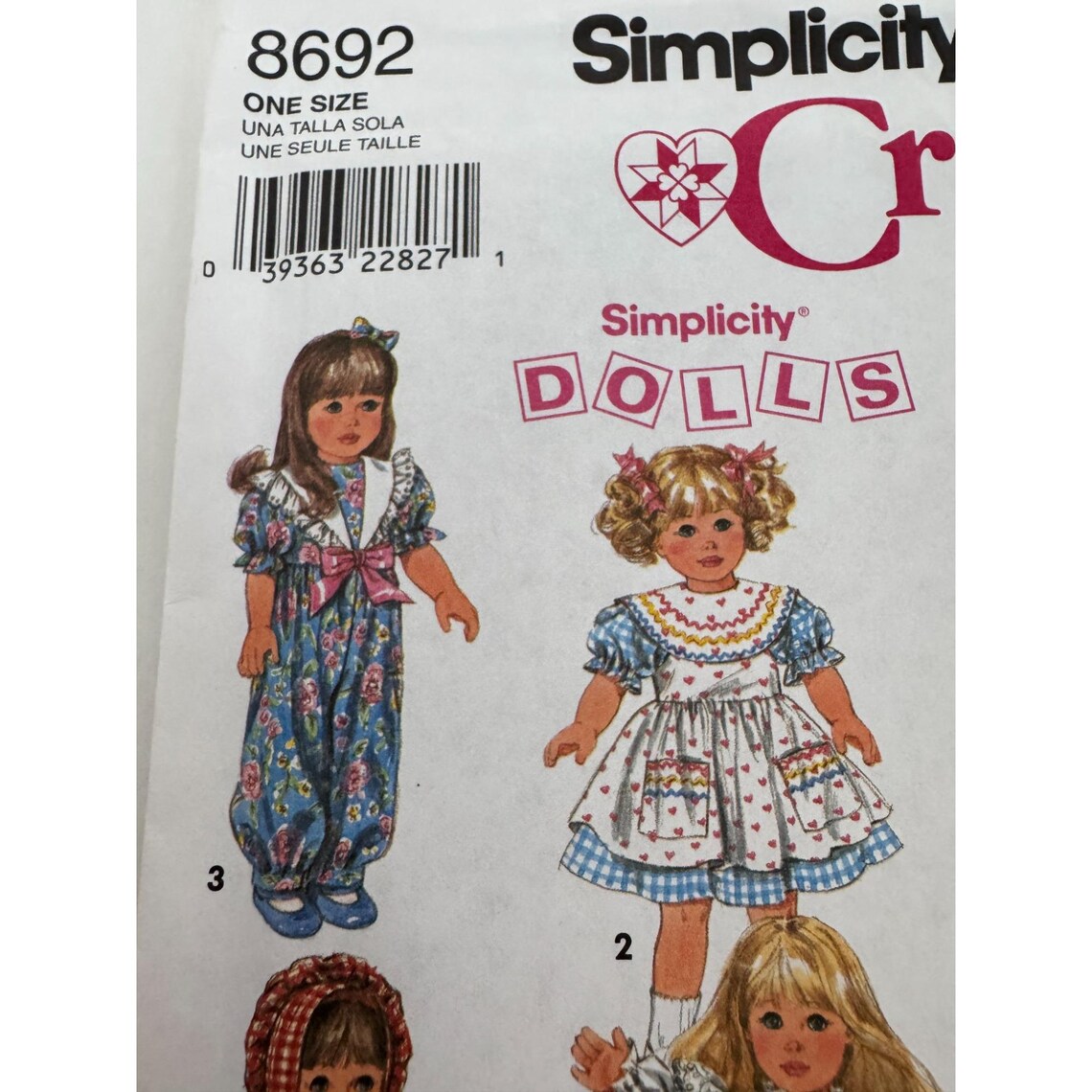 Simplicity Crafts Sewing Pattern 8692 for 18 Inch Doll Clothing Clothes ...