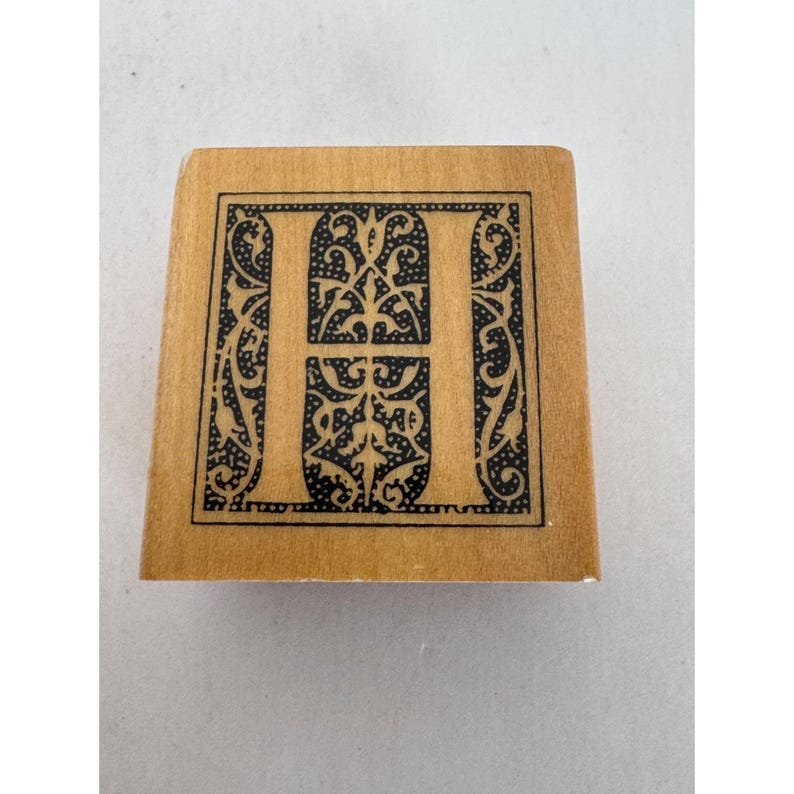 Anitas Rubber Stamp Decorative Letter H Initial Square Ornate Card ...