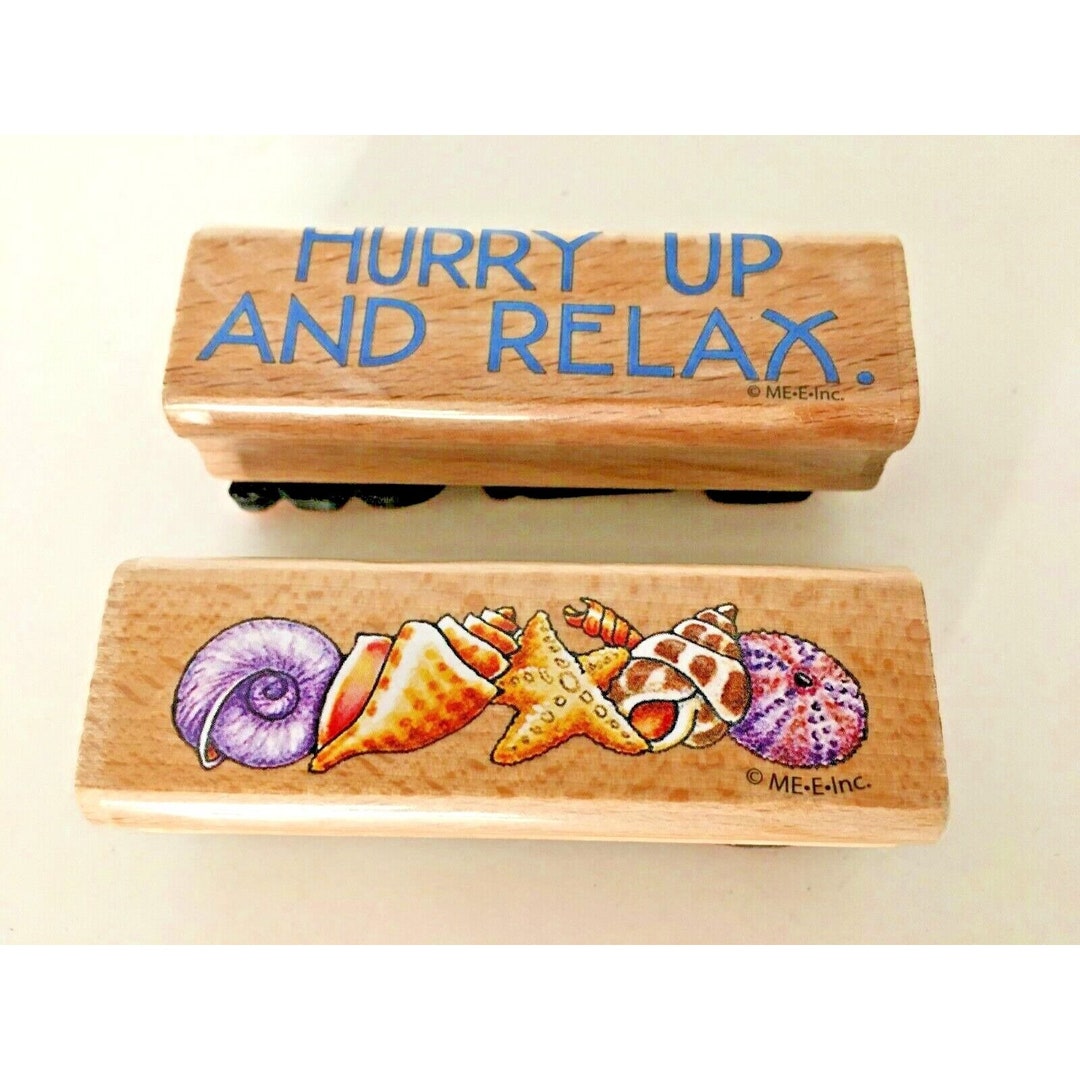 Mary Engelbreit Seashells & Hurry up and Relax Saying Beach Art Stamps ...
