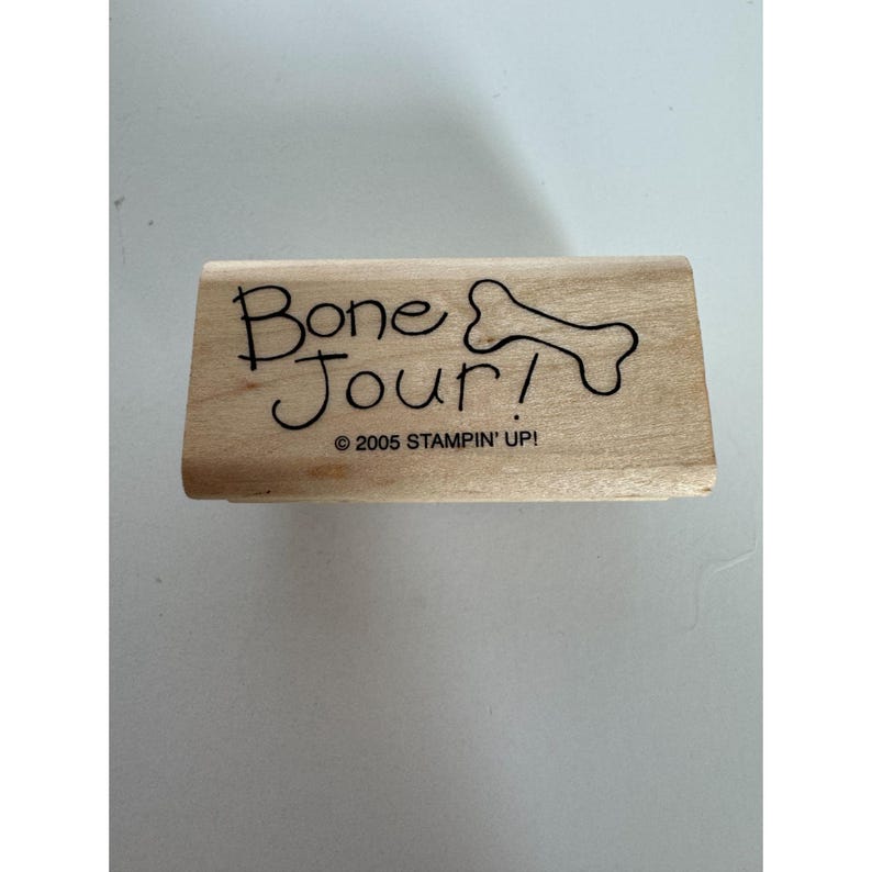 Stampin up Rubber Stamp Bone Jour Pun Dog Pet Card Making Bonjour Hello ...