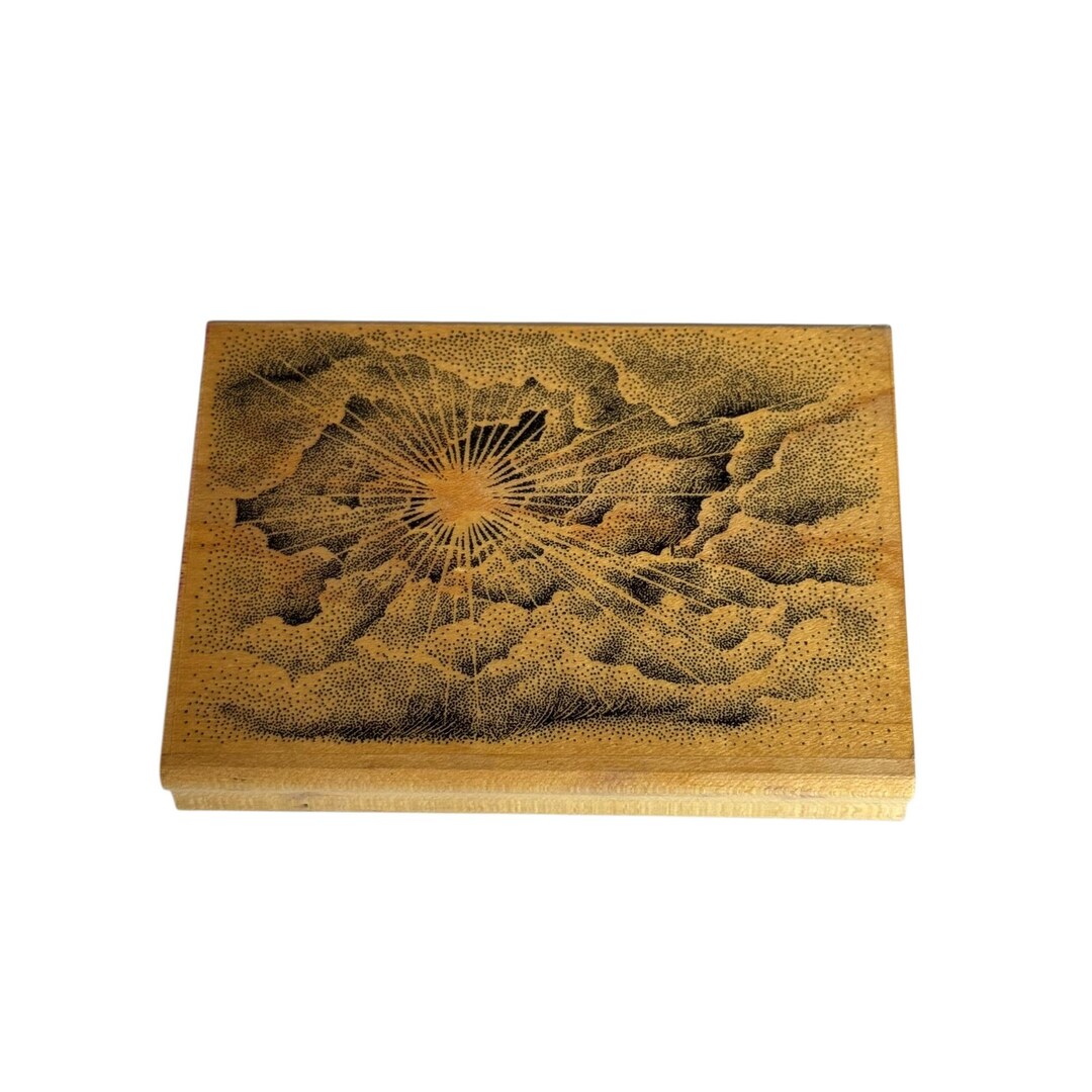 Stampscapes Rubber Stamp Cloud With Sun Large Heaven Sky Background ...