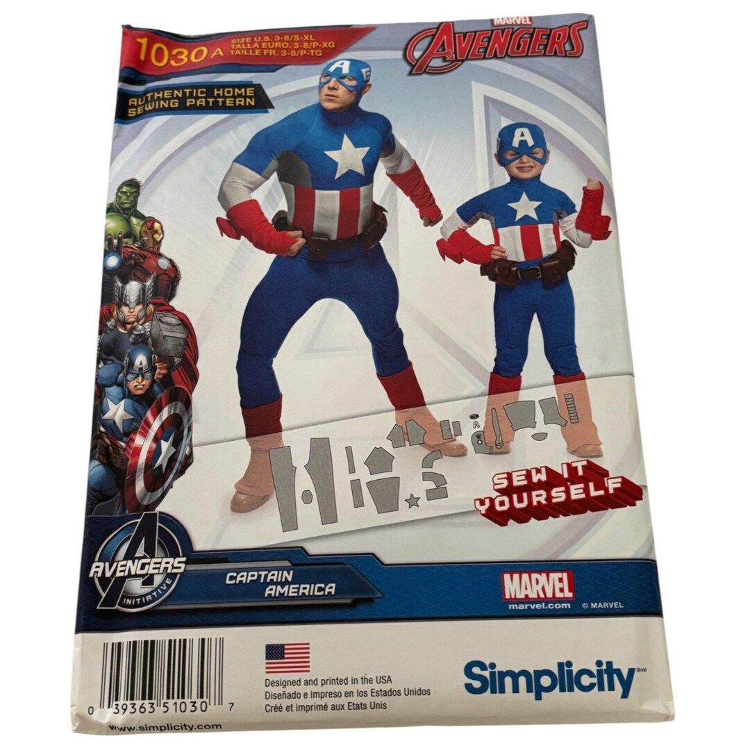 Simplicity Sewing Pattern 1030 Captain America Halloween Costume Boys ...