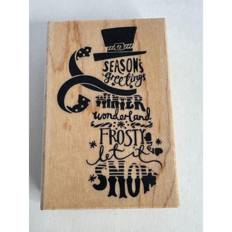 Stampabilities Rubber Stamp Subway Snowman Seasons Greetings Winter ...