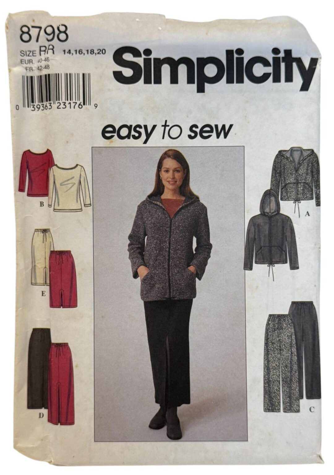 Simplicity Sewing Pattern 8798 Knit Jacket Top Pants Skirt Casual ...