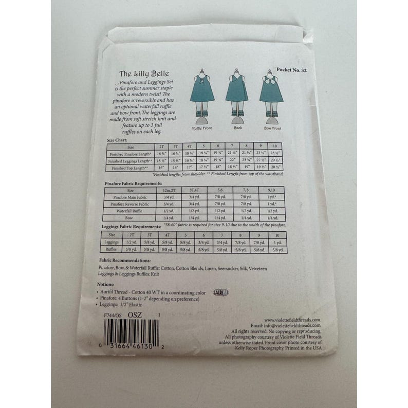 Violette Field Threads Sewing Pattern F744 Lilly Belle Pinafore ...