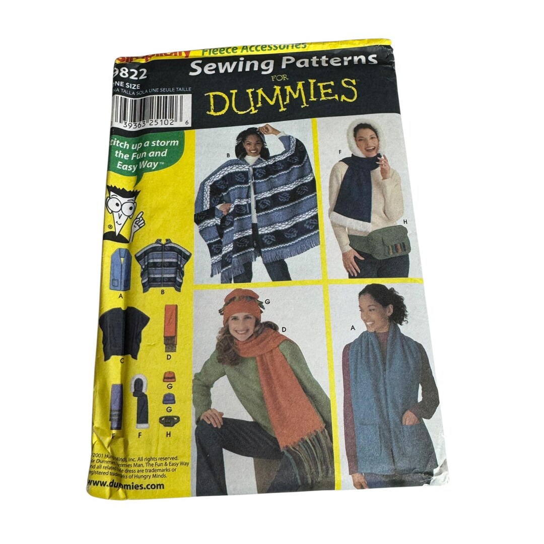 Simplicity Sewing Pattern for Dummies 9822 Fleece Accessories Scarf ...