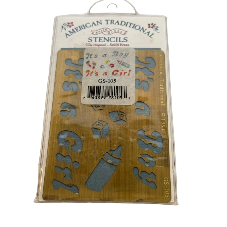 American Traditional Solid Brass Stencil Baby Announcement Words It's A ...