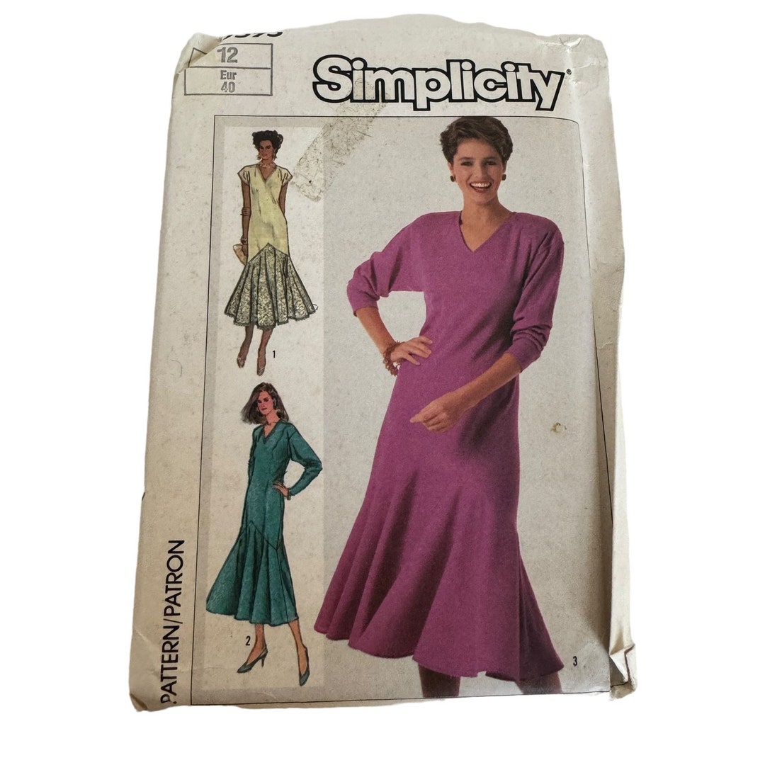 Simplicity Sewing Pattern 7595 Drop Waist Flounce Hem Dresses Size 12 ...
