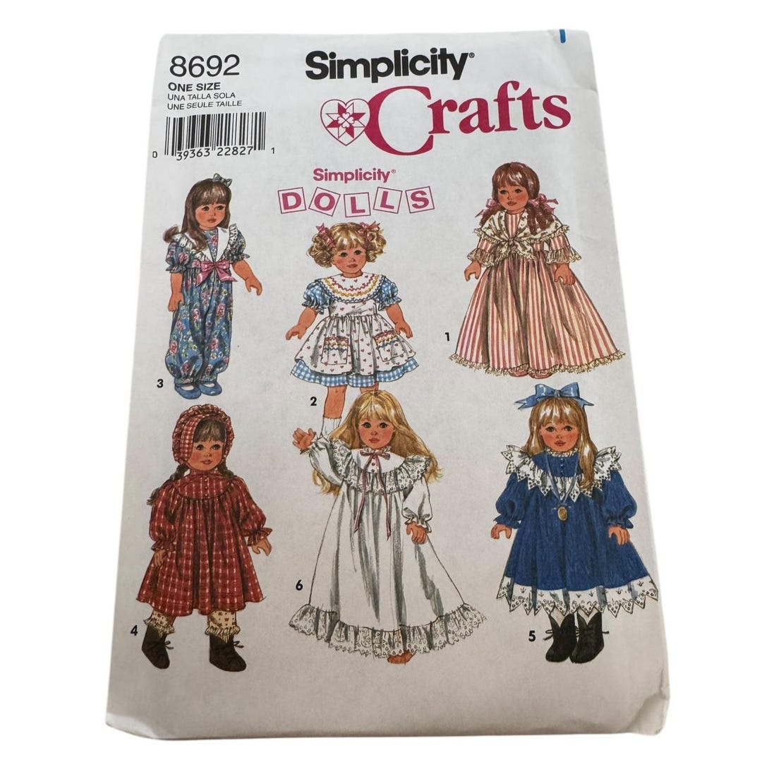 Simplicity Crafts Sewing Pattern 8692 for 18 Inch Doll Clothing Clothes ...