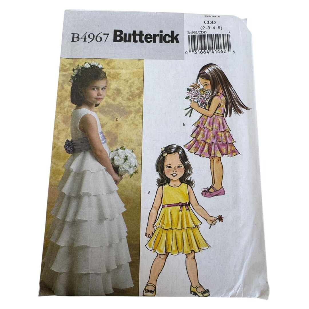 Butterick Sewing Pattern B4967 Flower Girl Dress Tiered Spring Party ...