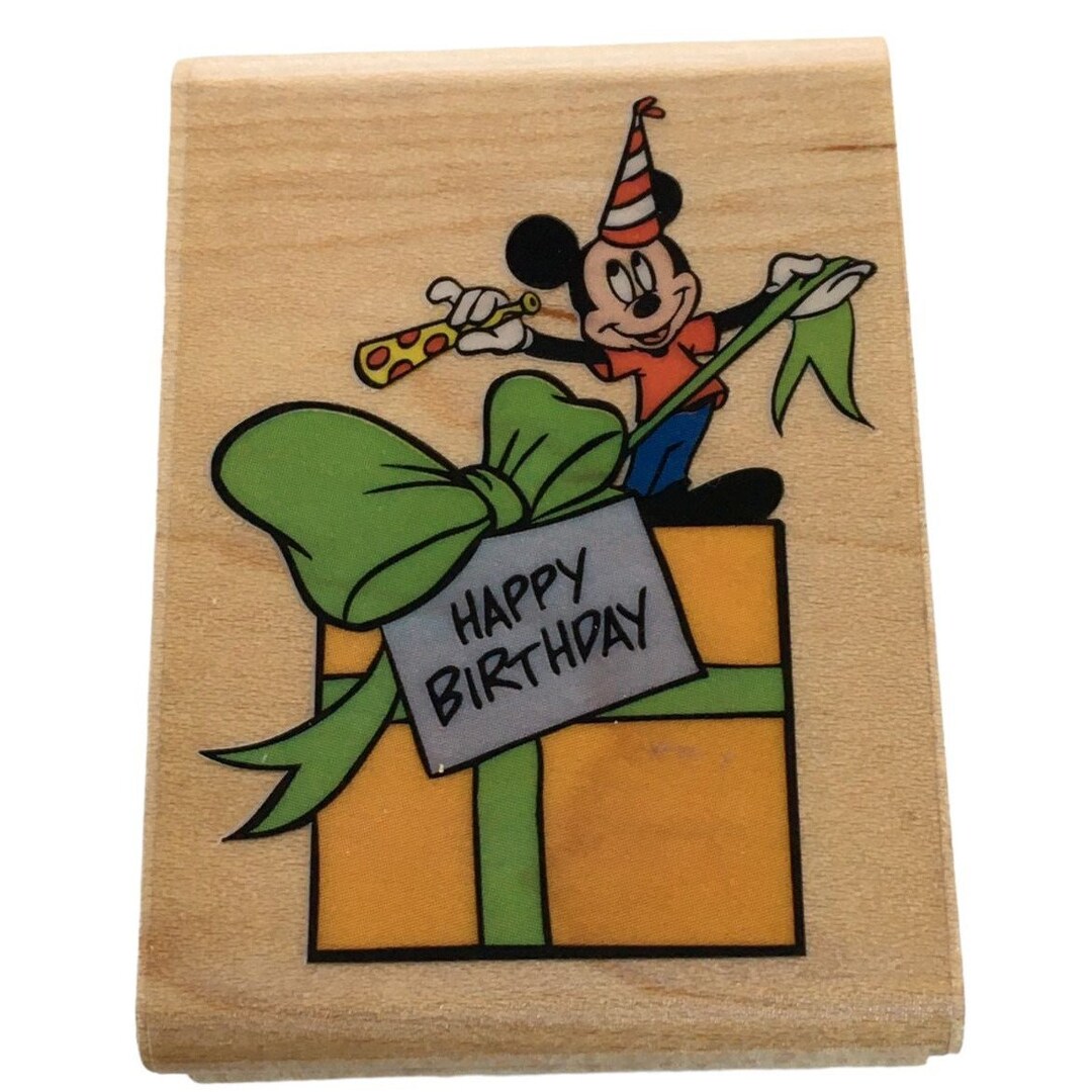 Rubber Stampede Stamp Disney Mickey Mouse Happy Birthday Gift Tag Card ...