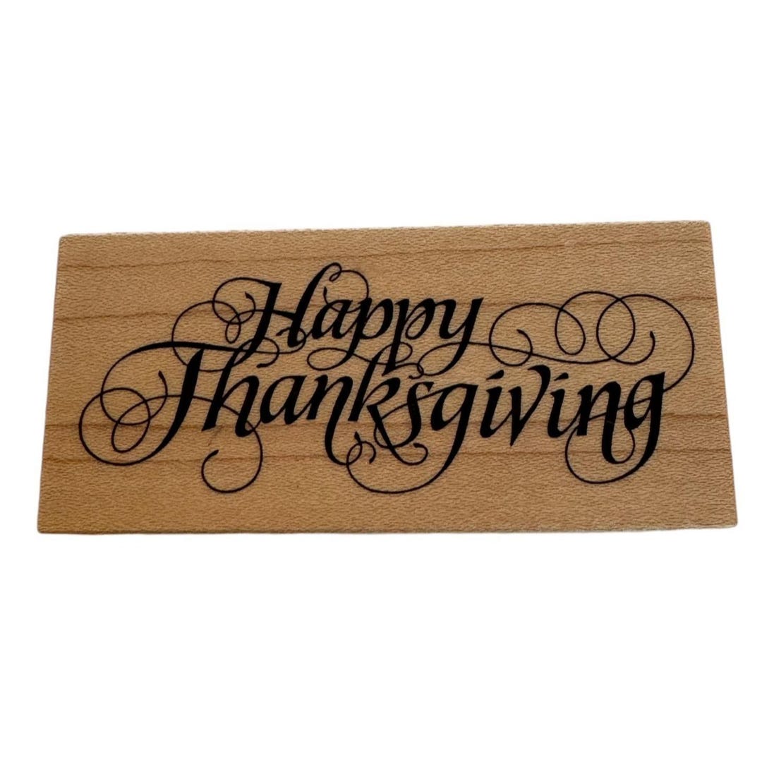 PSX Rubber Stamp Happy Thanksgiving Card Making Words Cursive Fall ...