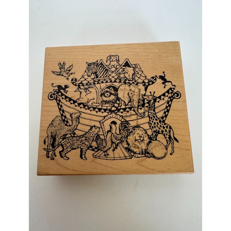 PSX Rubber Stamp Noah's Ark Animals Camel Lion Elephant Giraffe Card ...