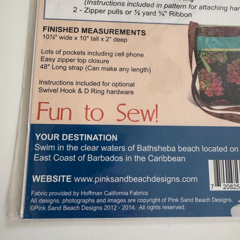 Pink Sand Beach Designs Sewing Pattern 120 Barbados Bag Beach Vacation ...
