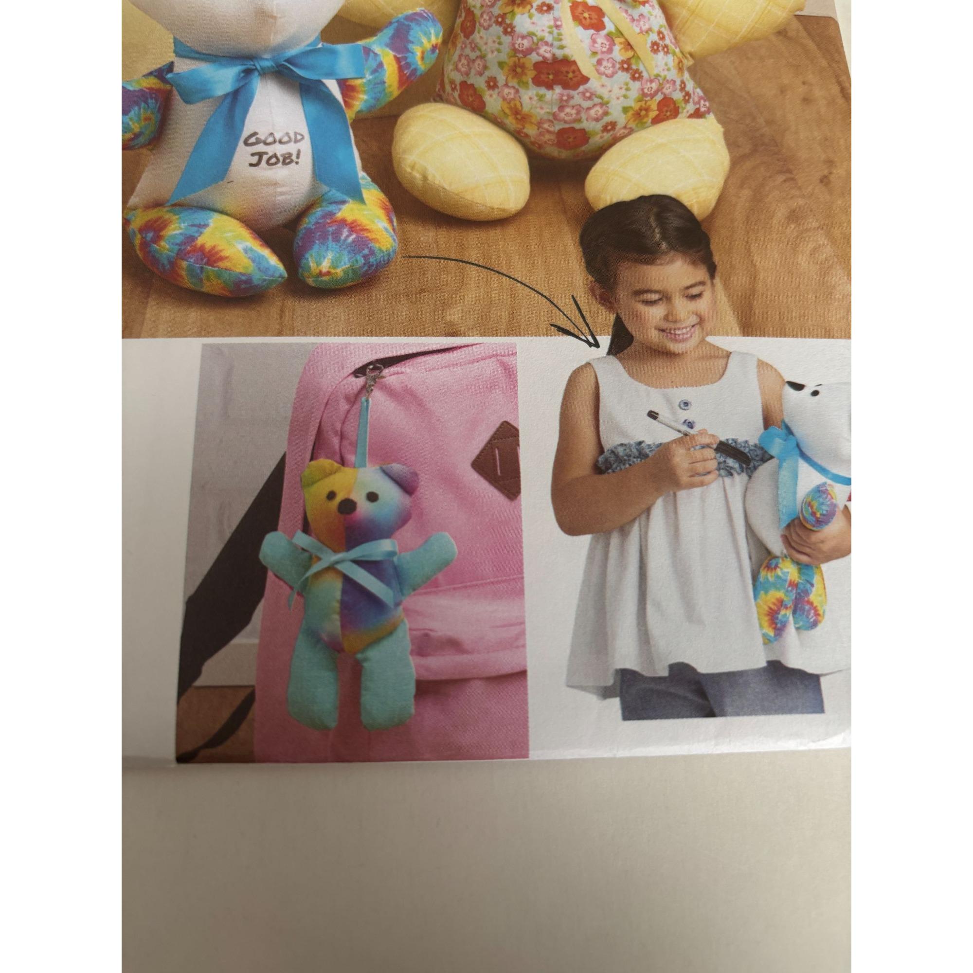 Simplicity Sewing Pattern S9569 Kids Learn to Sew Plush Memory Bears ...