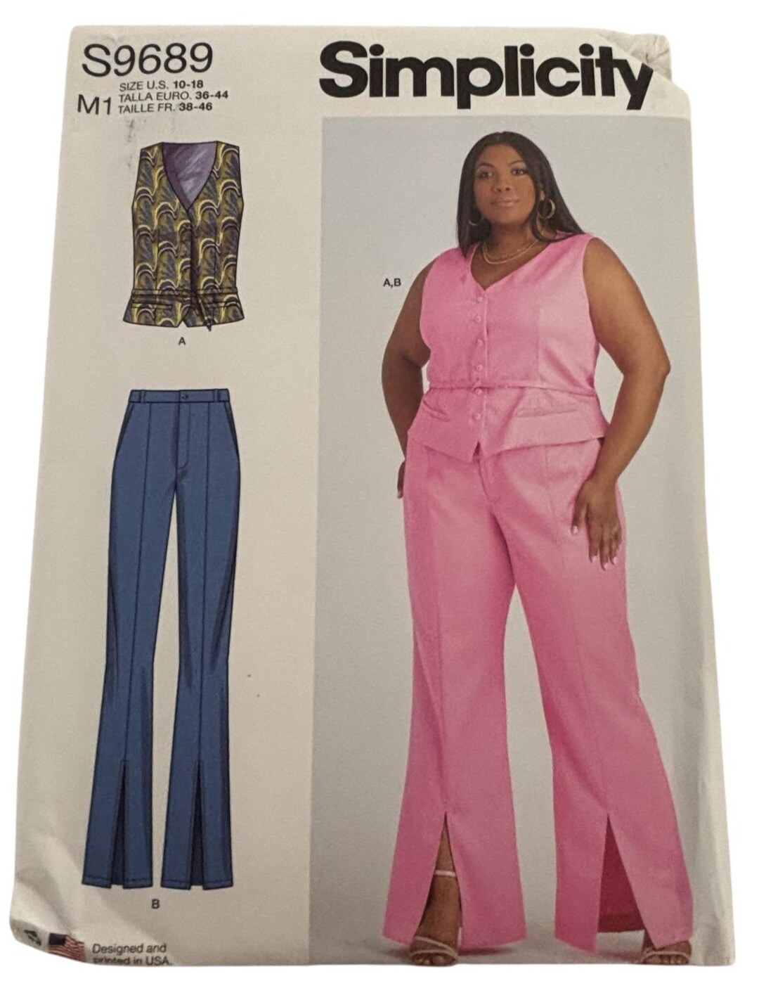 Simplicity Sewing Pattern S9689 Vest Pants Wide Leg Split Hem Outfit 10 ...