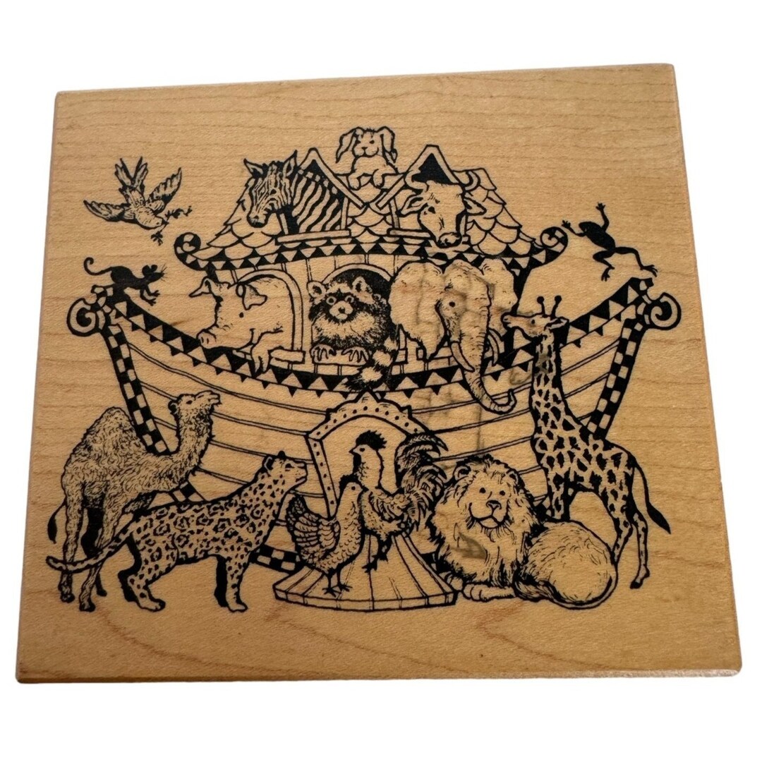 PSX Rubber Stamp Noah's Ark Animals Camel Lion Elephant Giraffe Card ...