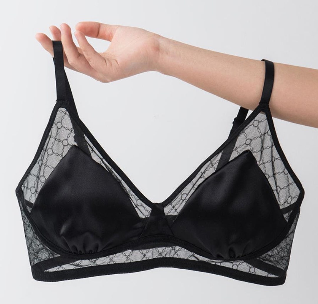 French Style Lady Silk Bra, Stretched Silk Satin Bikini, Soft Comfy ...