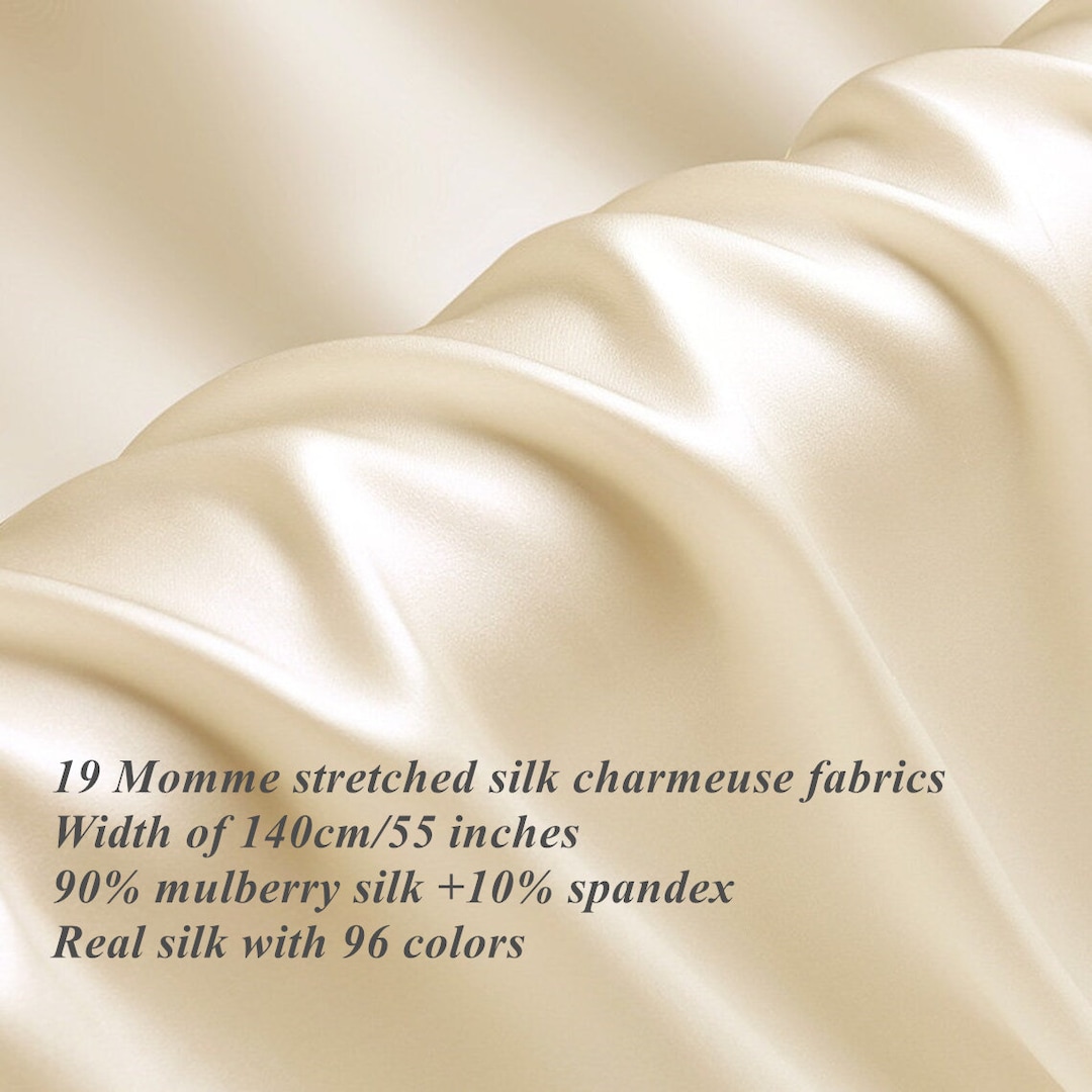 19 Momme Stretched Silk Charmeuse Fabrics, Elastic Mulberry Silk Satin ...