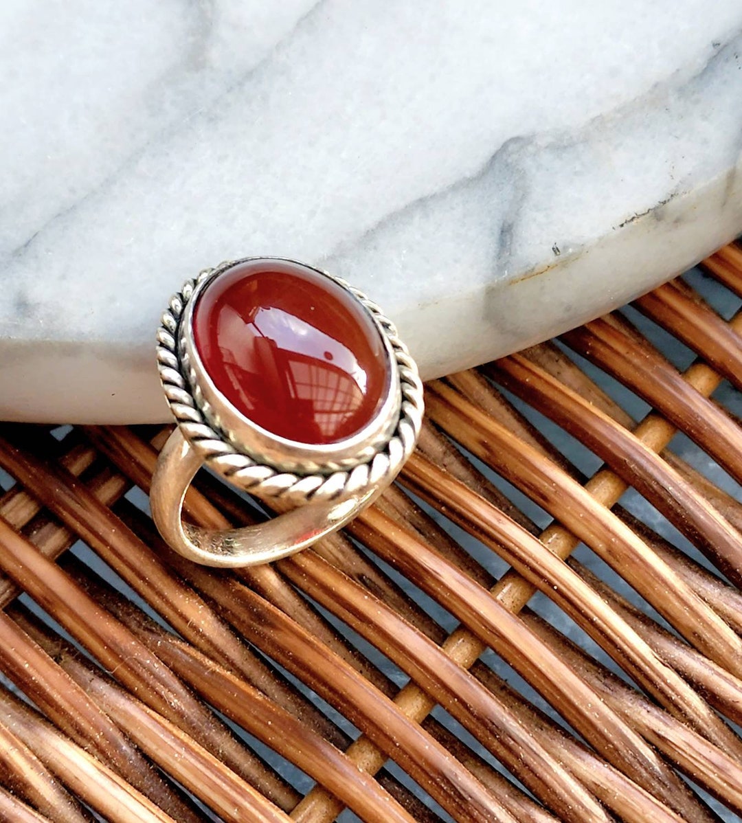 Carnelian Silver Ring,vintage Ring,aqeeq Ring,gift,statement Ring ...
