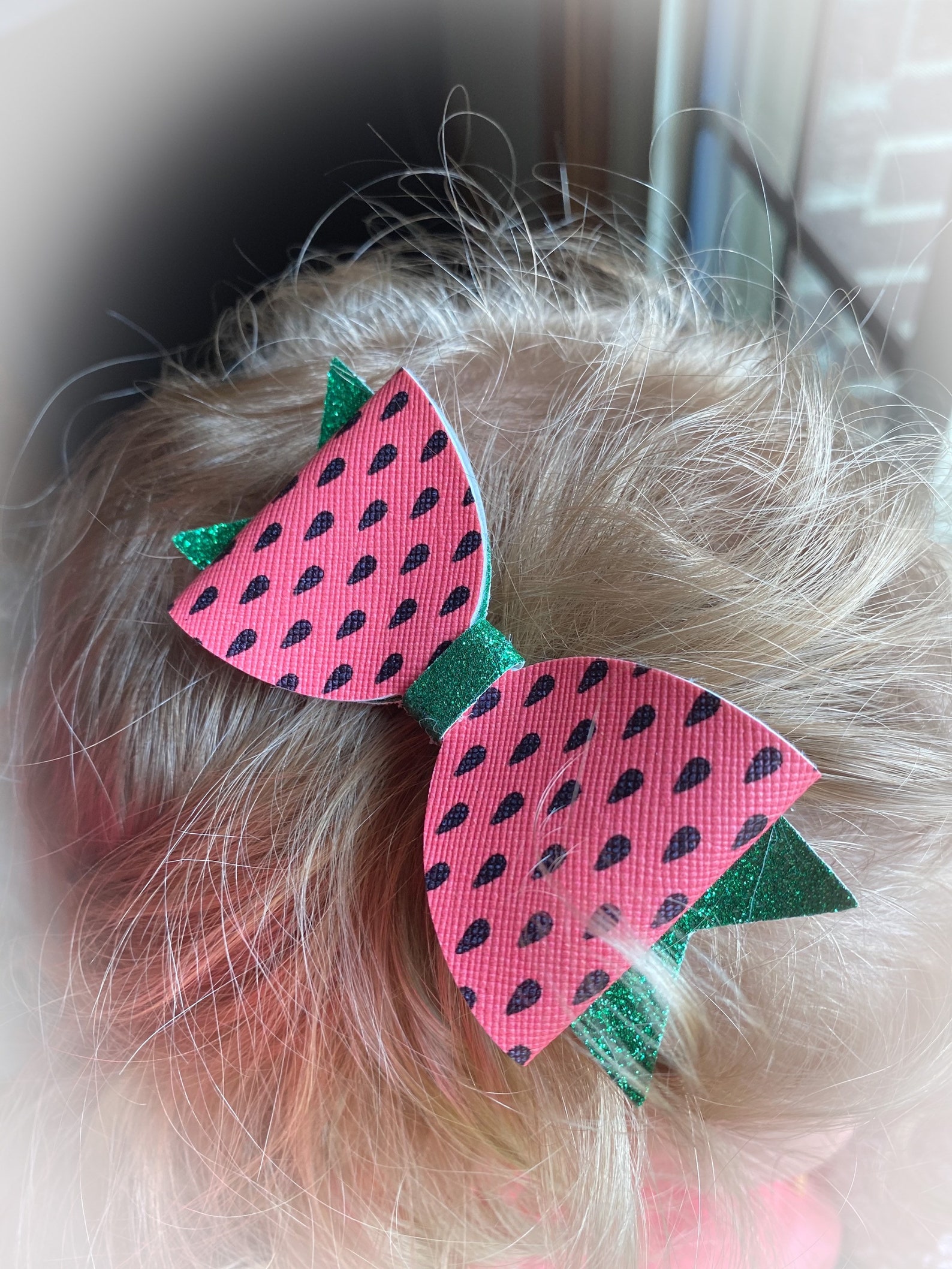 Watermelon Bow Watermelon Seed Bow Faux Leather Bow | Etsy