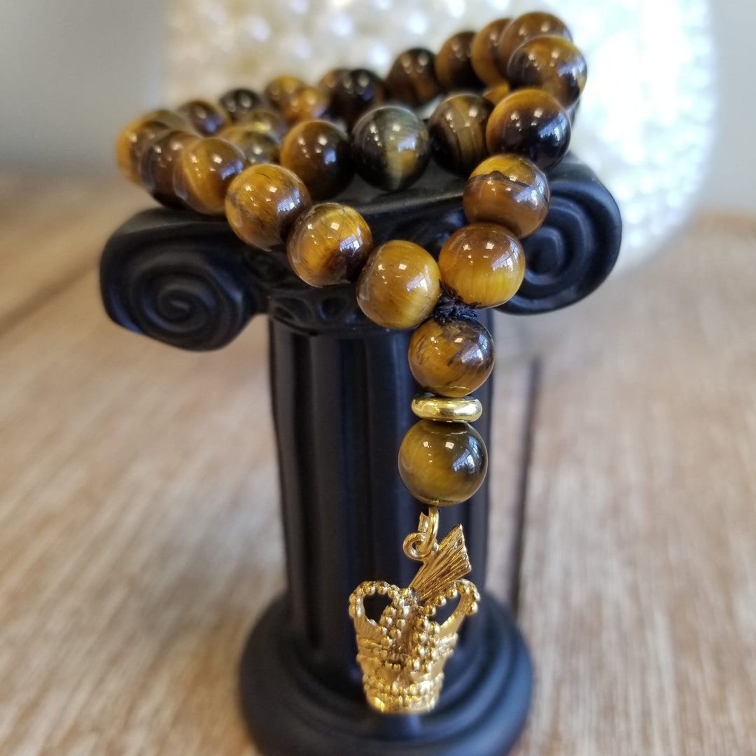 Brown Tiger Eye Bead Tasbih, Ismaili Taj Chuga Tasbih, Mens Tasbih, 33 ...