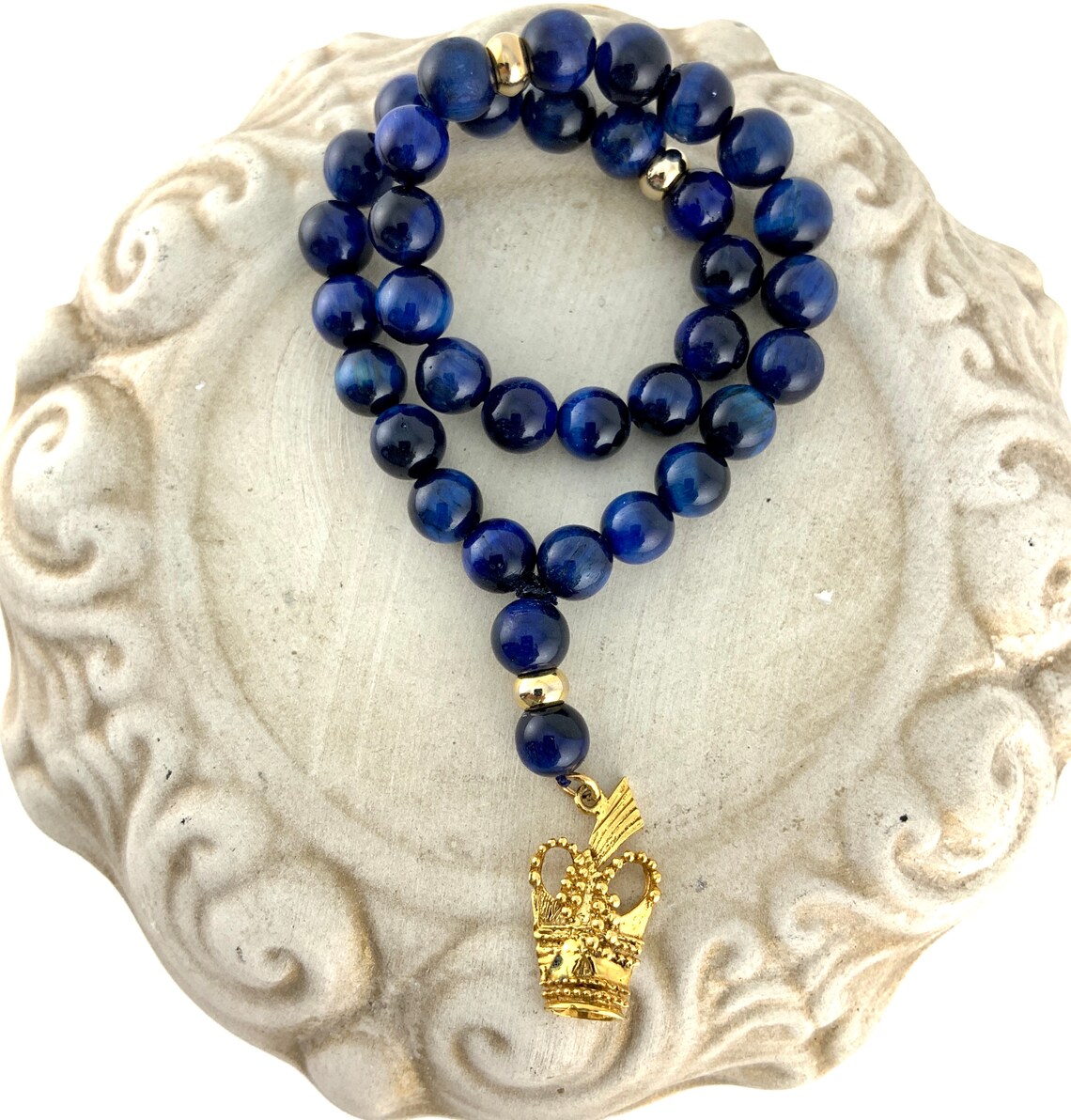Blue Tiger Eye Bead Tasbih, Ismaili Taj Chuga Tasbih, Mens Tasbih ...
