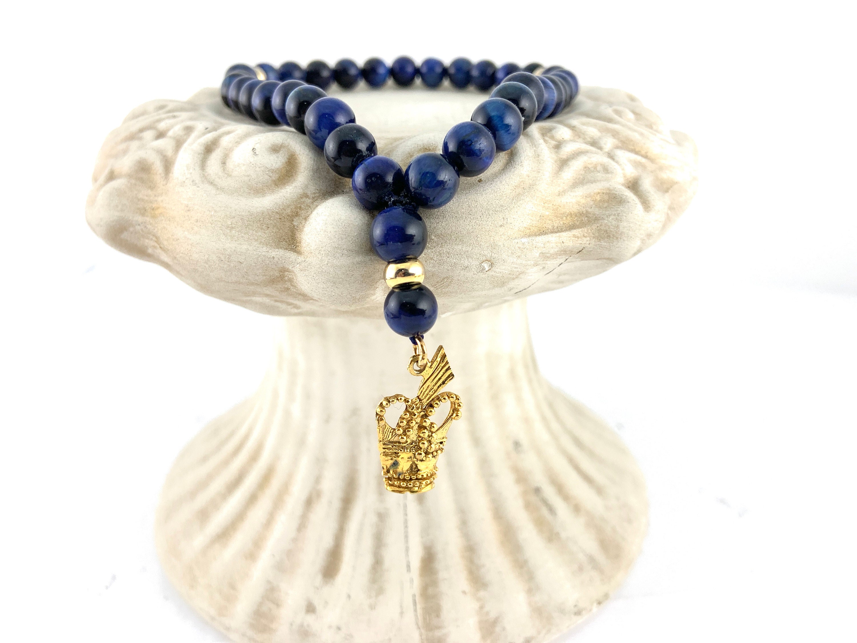 Blue Tiger Eye Bead Tasbih, Ismaili Taj Chuga Tasbih, Mens Tasbih, 33 ...