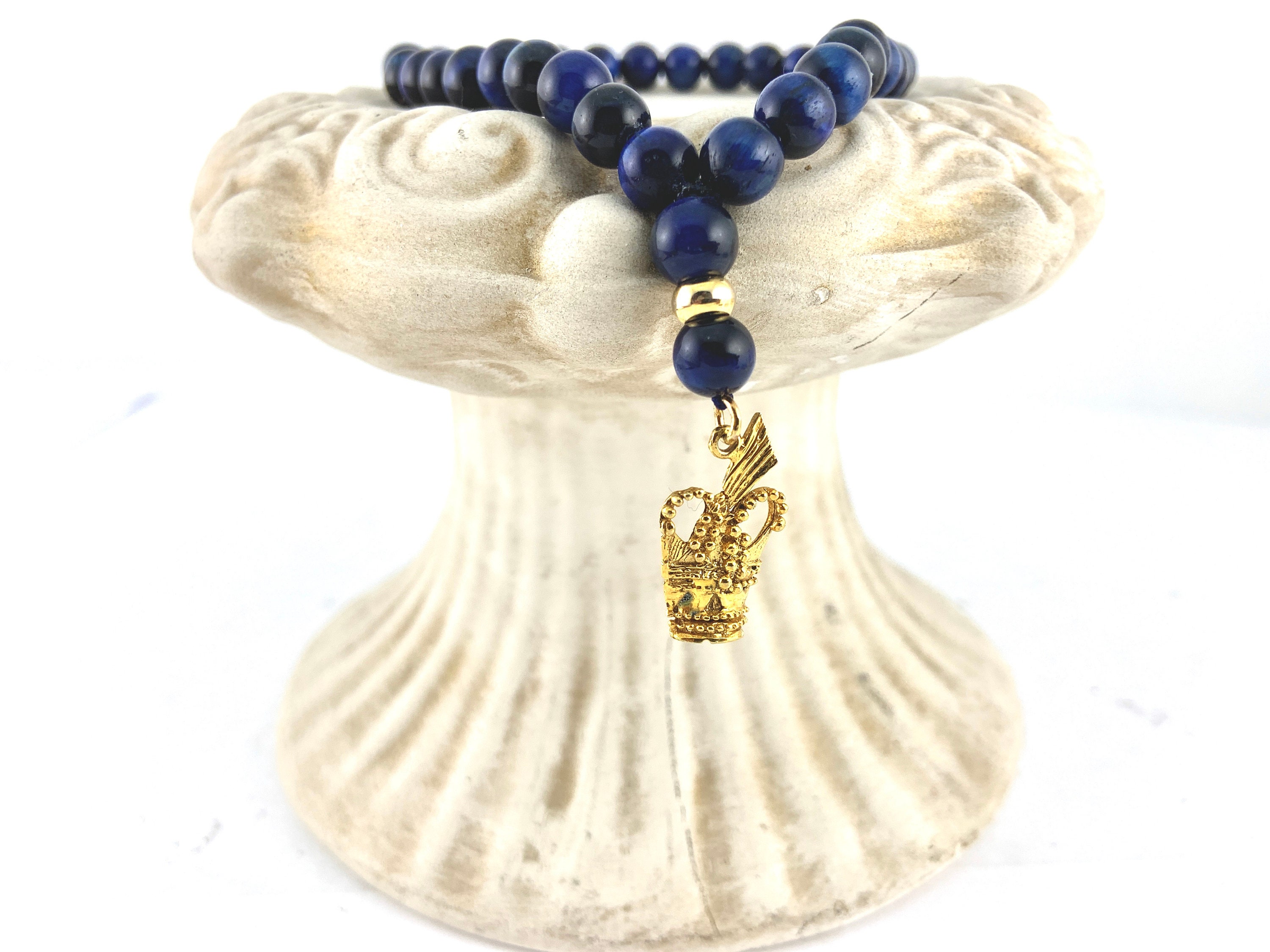 Blue Tiger Eye Bead Tasbih, Ismaili Taj Chuga Tasbih, Mens Tasbih, 33 ...