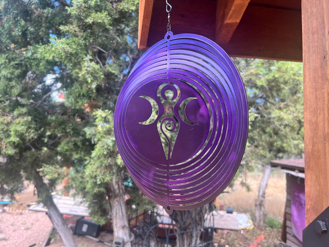 Triple Moon Goddess Wind Spinner | Handcrafted Metal Art | Spiritual ...