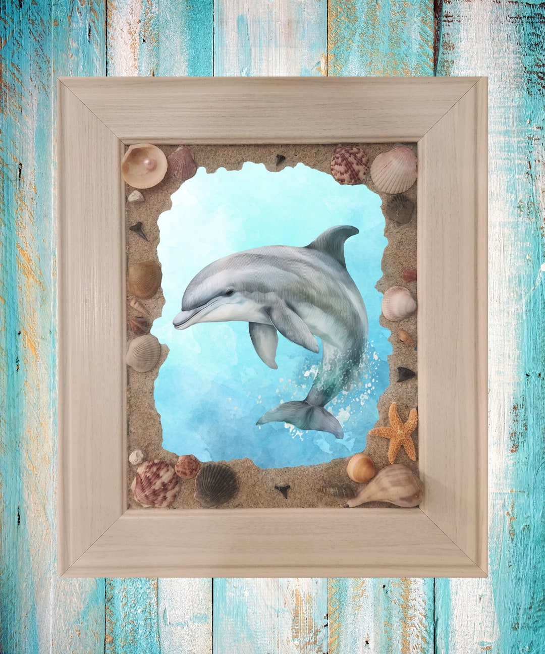Dolphin Art on Watercolor Glass, Beach BOHO - Etsy