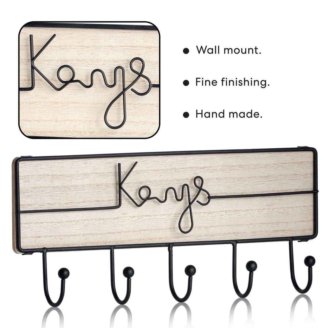 Key Hooks Organizer Wall Décor Keys Holder Door / Wall Mount for Modern ...