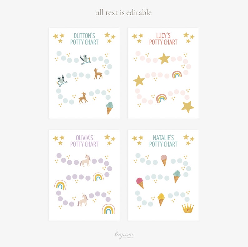 Editable Potty Chart | Potty Training Chart | Custom Sticker Chart ...