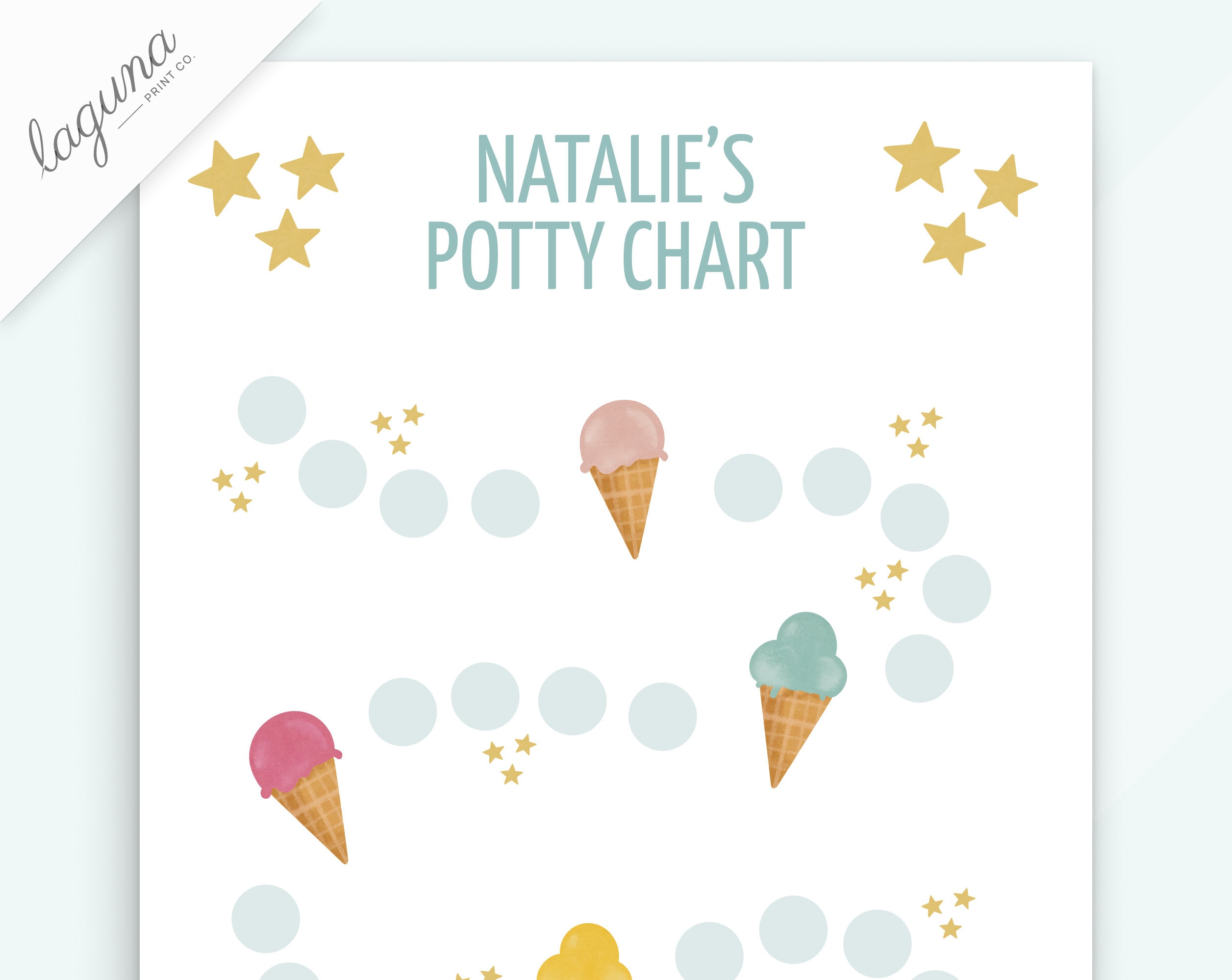 Editable Ice Cream Potty Chart | Potty Training Chart | Custom Sticker ...