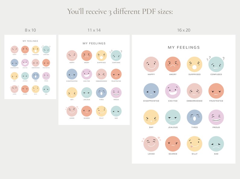Kids Feelings Chart, Emotions Print, Printable Wall Art, Montessori ...