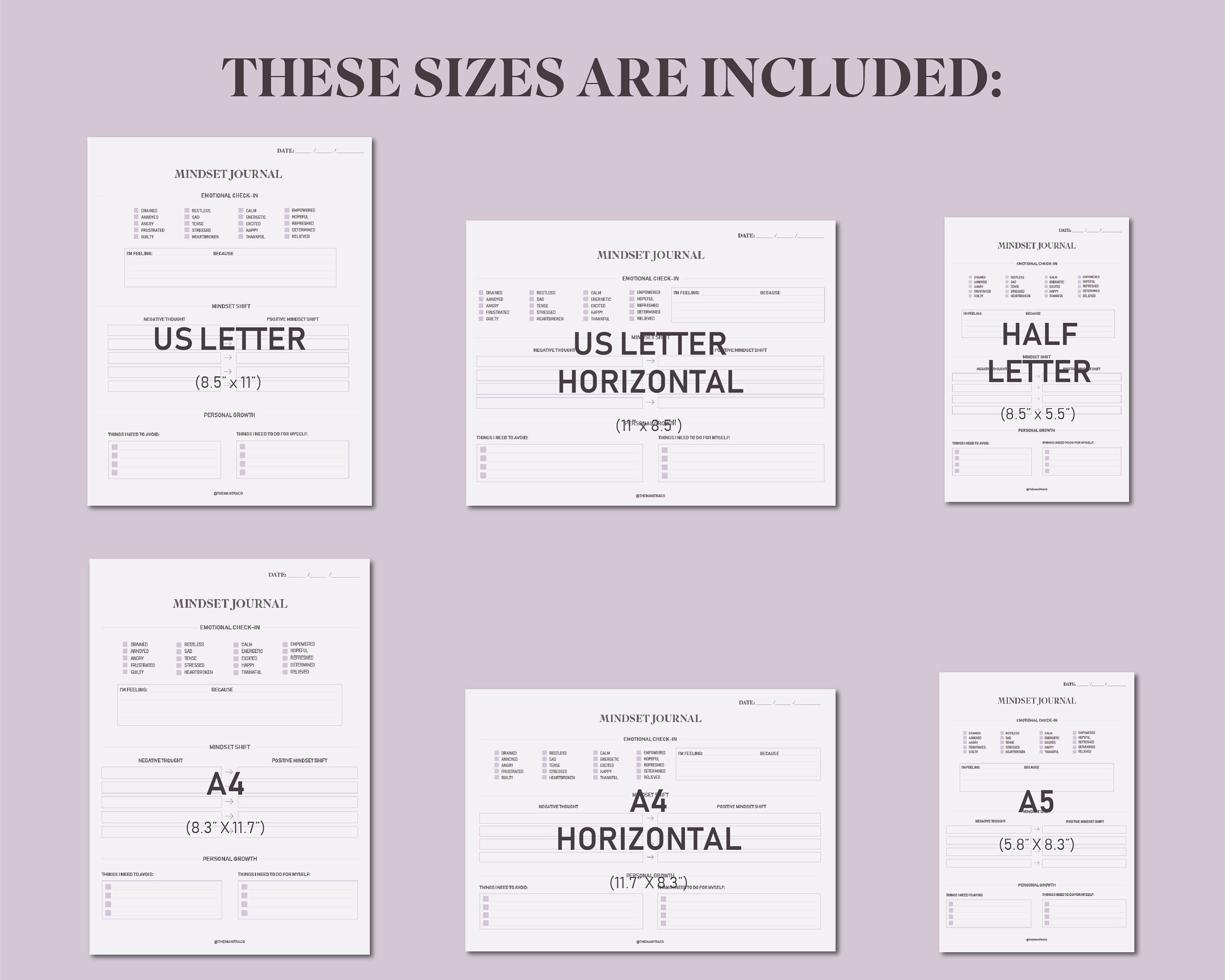 Mindset Daily Reflection Journal Printable Fillable PDF | Etsy