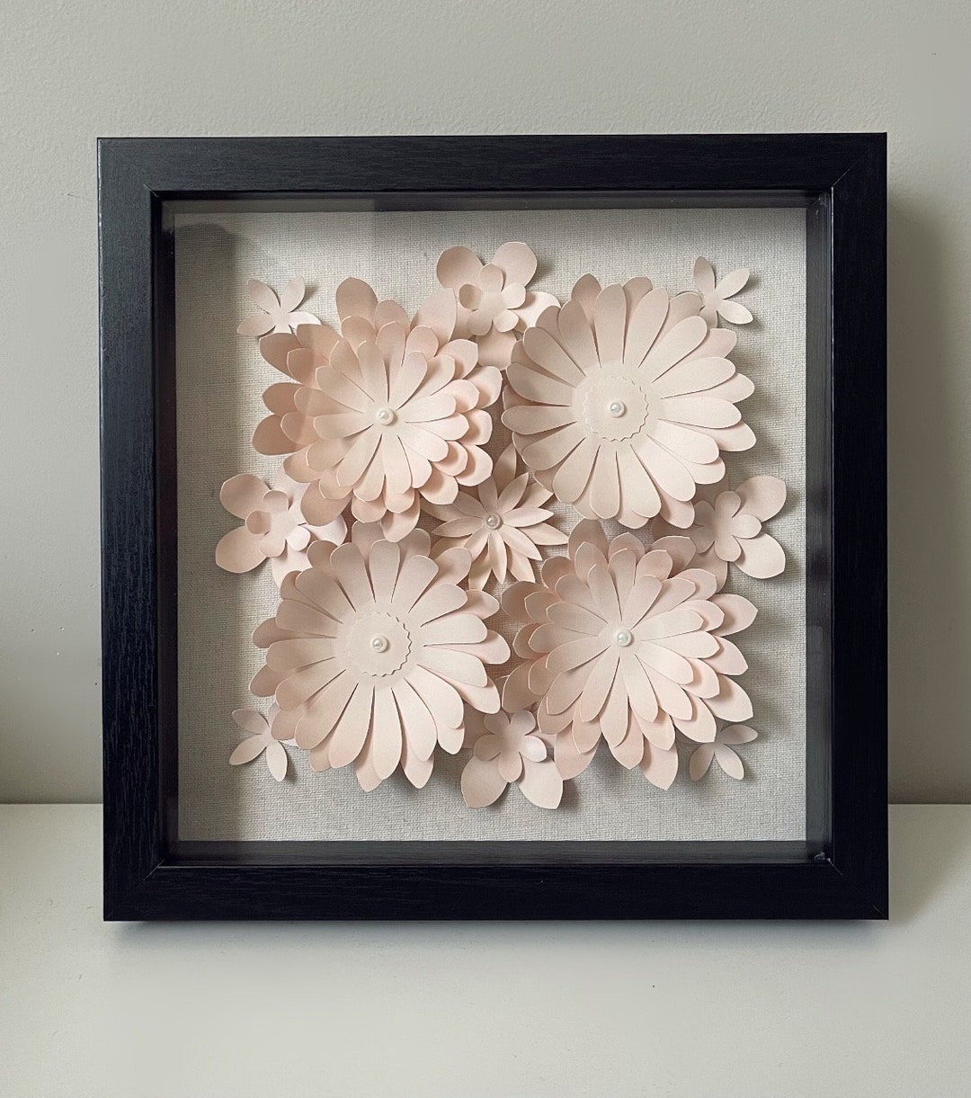 9x9 Shadow Box Frame Paper Flowers - Etsy