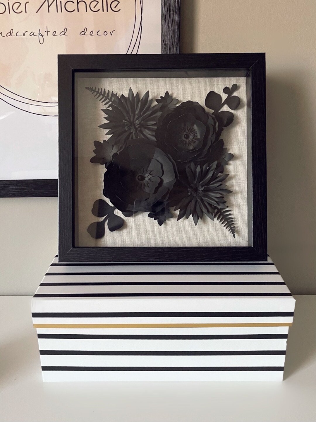9x9 Shadow Box Frame Paper Flowers - Etsy