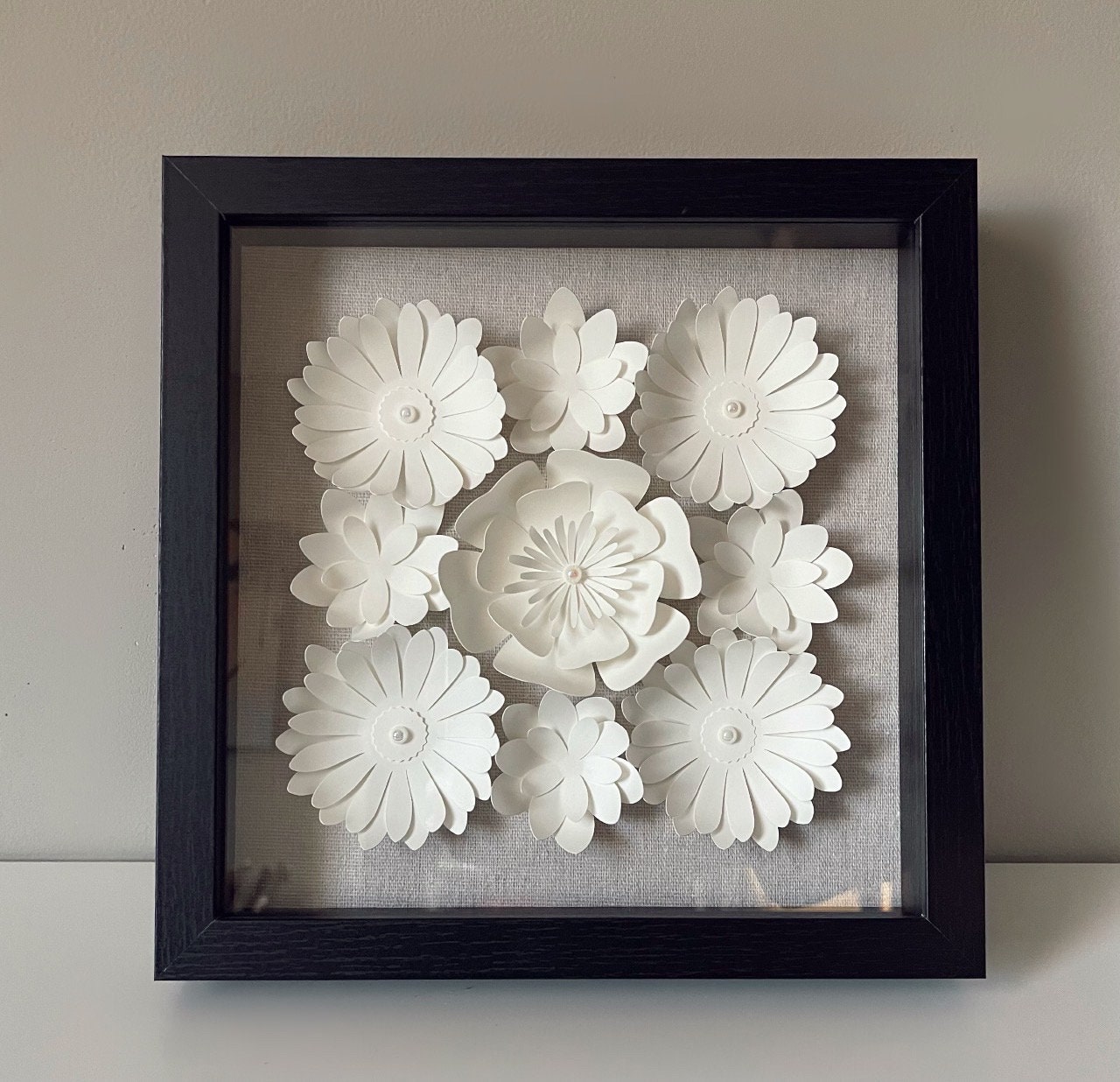 9x9 Shadow Box Frame Paper Flowers - Etsy