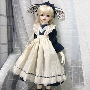 BJD Clothes Yosd Bunny Dress Apron Headdress Set for 1/3 1/4 1/6 BJD Sd ...