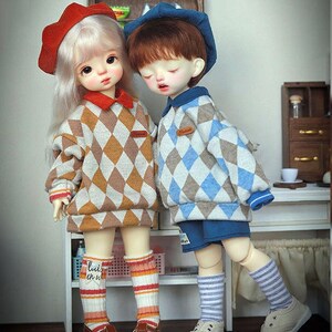 BJD Clothes Yosd MSD Sweatshirt Beret Hat Socks for 1/6 1/4 BJD Doll ...