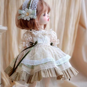 BJD Clothes Yosd Dress Bustle Headdress Socks Set for 1/4 1/6 BJD Msd ...