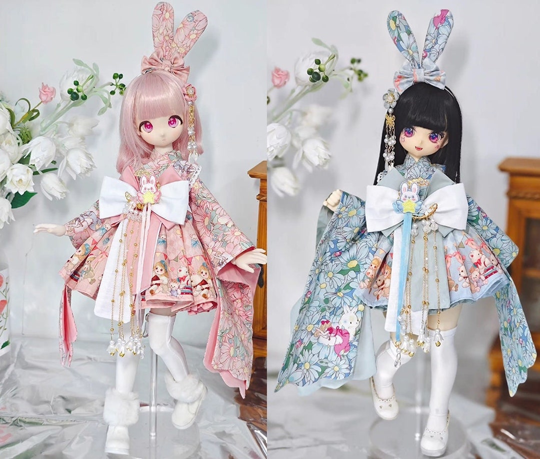 BJD Doll Clothes Yosd Msd Mdd Kumako Fusion Kimono and Headdress Set 1/6 1/4 BJD Outfit Xys08 - Etsy