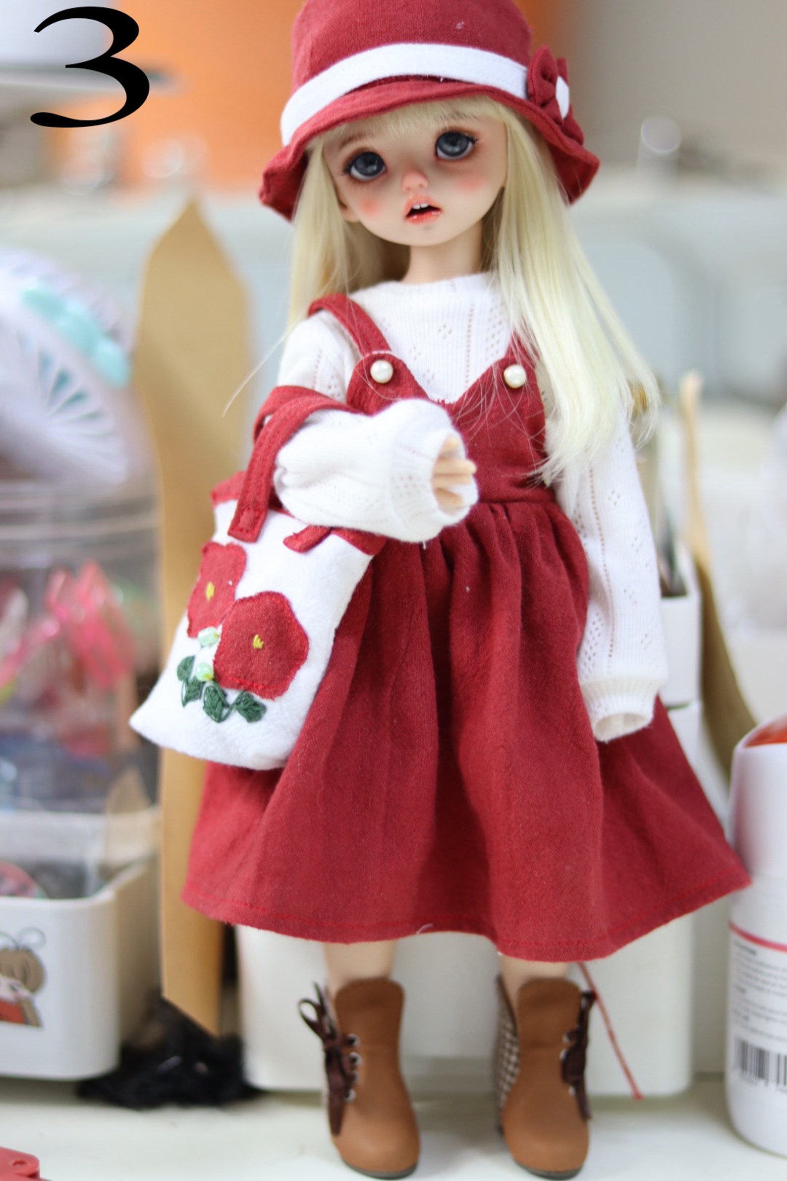 Yosd MSD Overall Dress Shirt HatBag Set 1/6 1/4 BJD Doll | Etsy