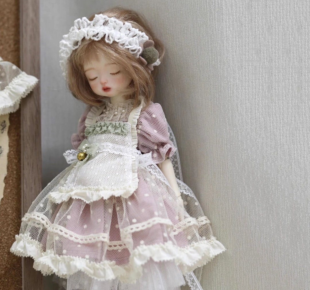Bjd Doll Clothes Yosd MSD Dress bustle Headdress Vest Socks Set for 1/4 ...