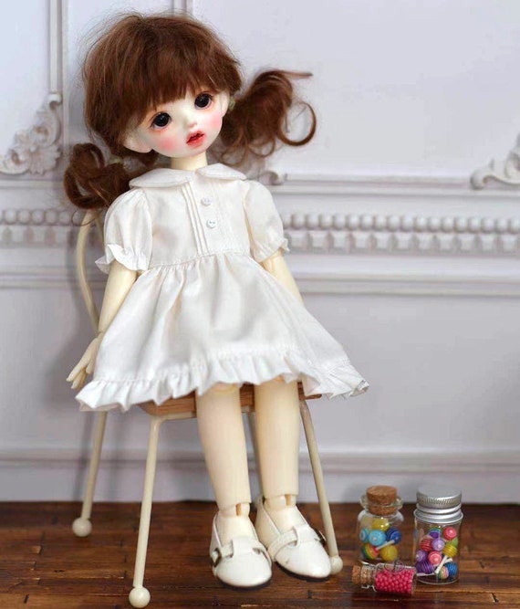 Toys Doll Clothing BJD Clothes Yosd plain Dress w ribon for 1/6 1/4 MSD ...