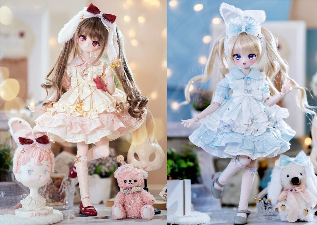 BJD Clothes Mdd Kumako Msd Dress Apron Bustle Bunny Ear choose 1 Chain Socks _ for 1/4 BJD Doll ...