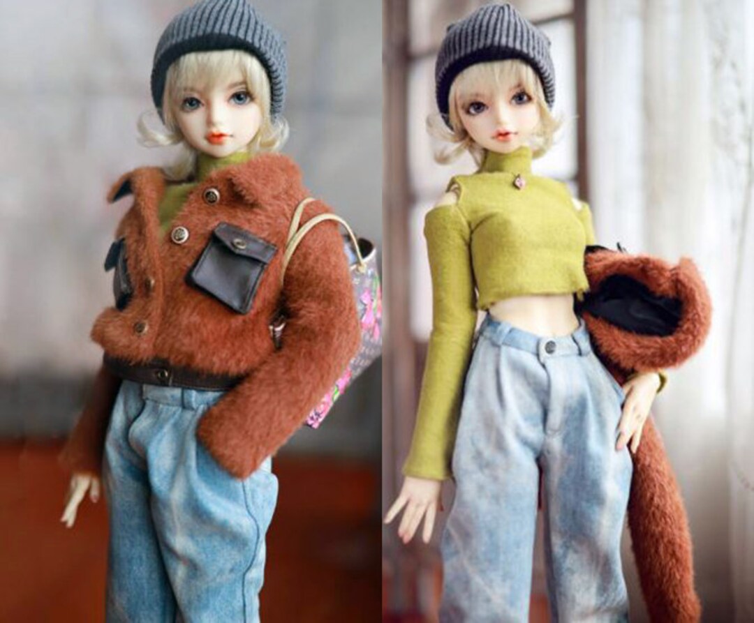 BJD Doll Clothes SD Jacket Shirt Jean Pants Beanie Set for 1/3 BJD Doll ...