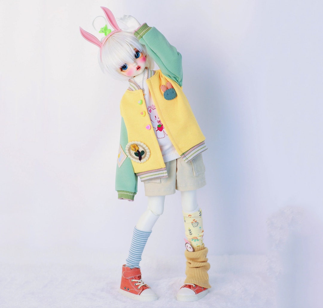 BJD Doll Clothes Msd Mdd Varsity Jacket Shorts Socks Sleeveless Shirt ...