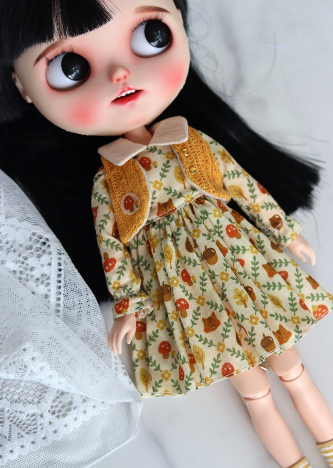 BJD Clothes Yosd Dress Vest Socks Set for 1/6 BJD Blythe Ob11 Doll ...